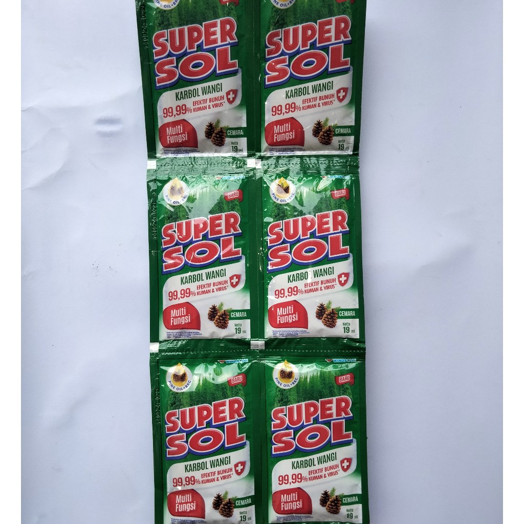 Jual Super Sol Karbol Wangi Cemara 19ml 1 Renceng Isi 12 Sachet ...