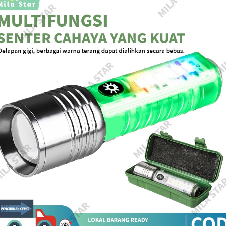 Jual Model Trending Senter LED Magnet 8 Mode Glow Mini Zoom In Zoom Out Senter Transparan Tahan ...
