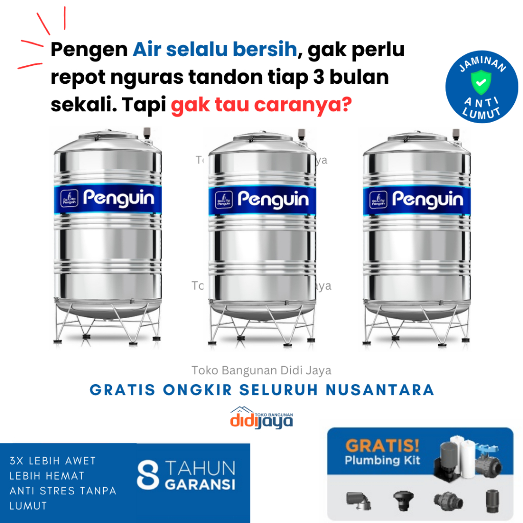 Jual Tandon Air Stainless 500 Liter Penguin | Toren Air | Tangki Air ...