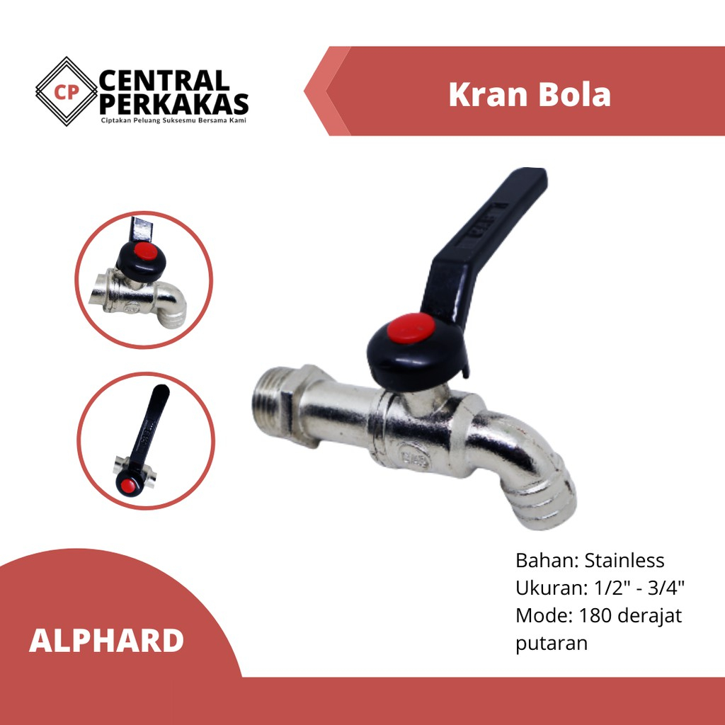 Jual Keran Kran Air Gagang Hitam / Kran Air Bola 2 Arah 1/2" 3/4 ...