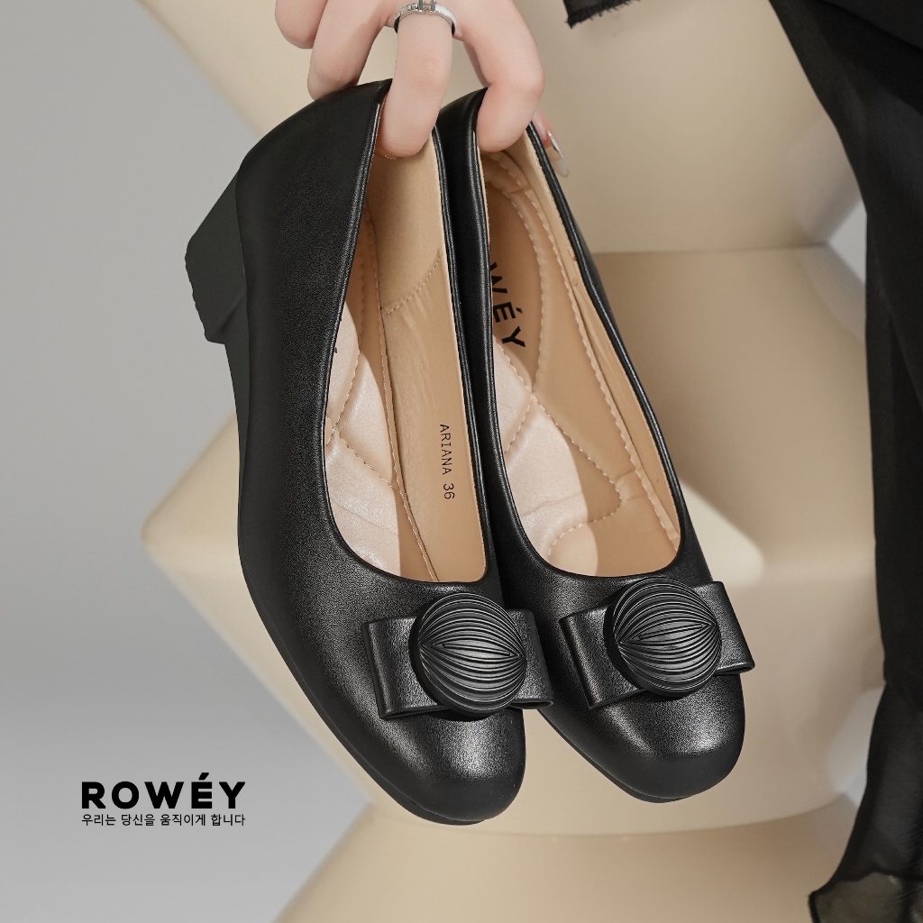 Jual Rowey Sepatu Wedges Wanita Pantopel Wanita Sepatu Kerja Hitam Hak ...