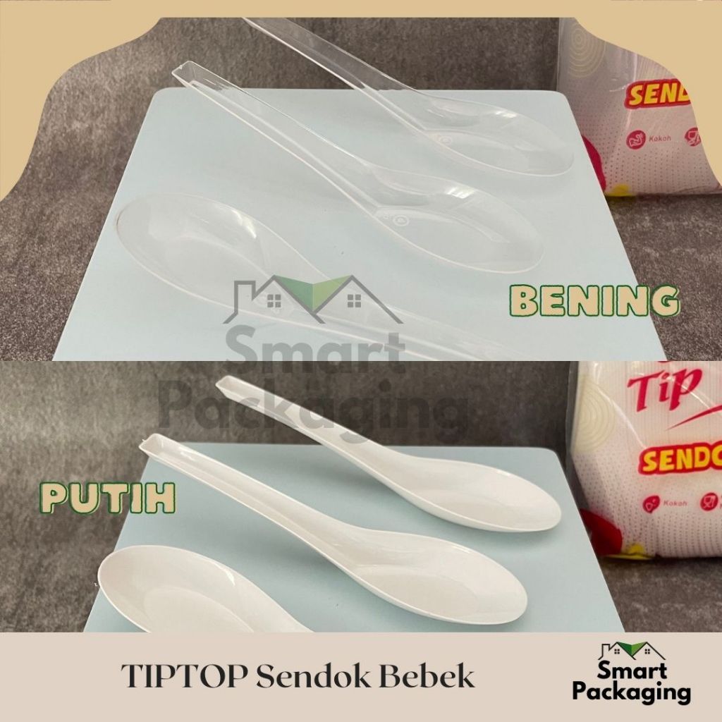 Jual [ISI 144 PCS] TIPTOP Sendok Bebek Bening Putih Susu Kuat / Sendok ...