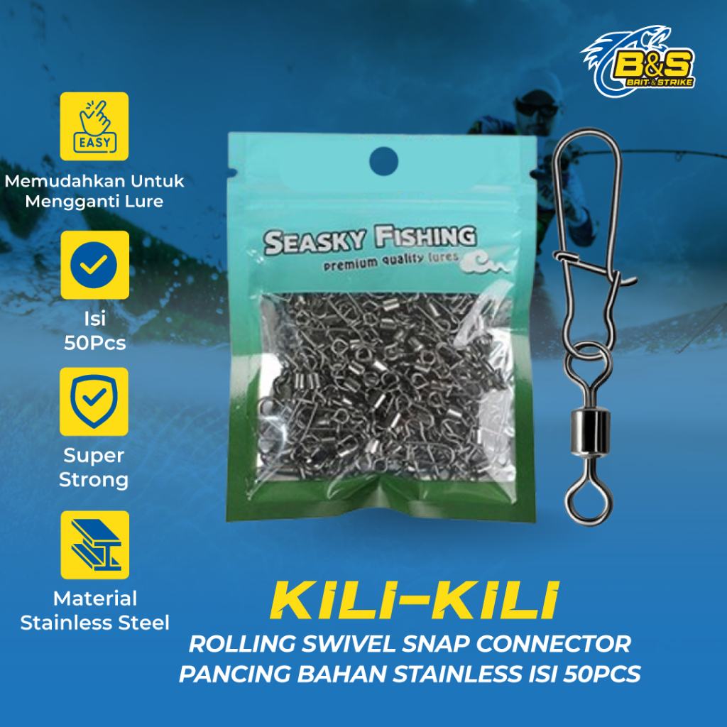 Jual 50Pcs rolling Swivel Snap Connector Bahan Stainless kili-kili ...