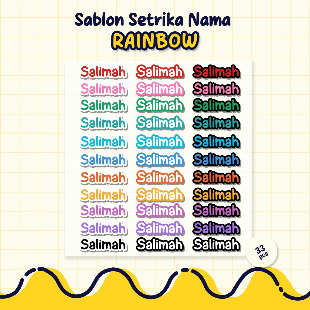 Jual Sablon Setrika Nama, Sablon DTF Nama, Tema Rainbow by Sablon Nama ...