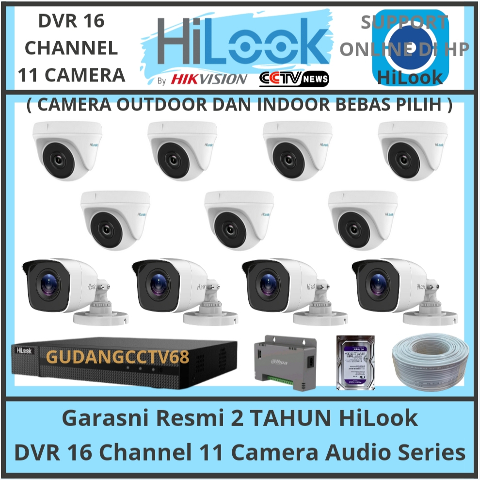 Jual Paket Cctv HiLook DVR 16 Channel 11 Camera 2mp Turbo HD 1080p ...