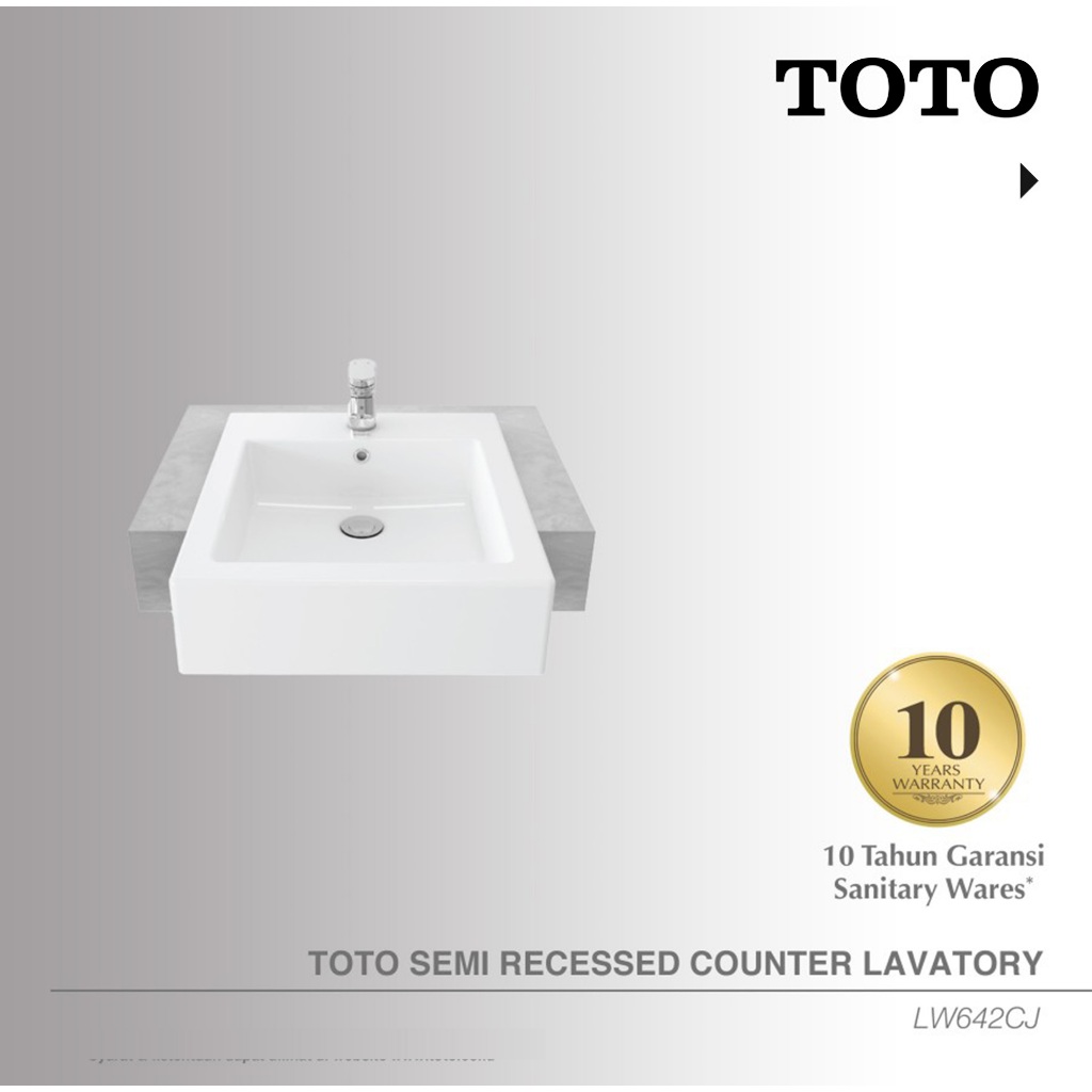 Jual TOTO Semi Recessed Counter Lavatory 1 Tap Hole LW642CJ | Wastafel ...