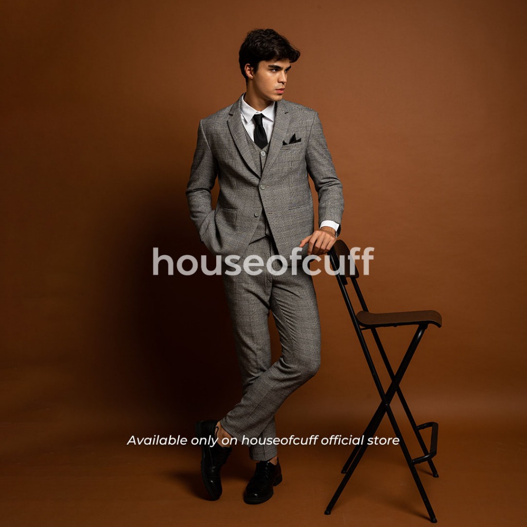 Jual Houseofcuff Jas Celana Vest Rompi Blazer Abu Abu Slim Fit Motif ...