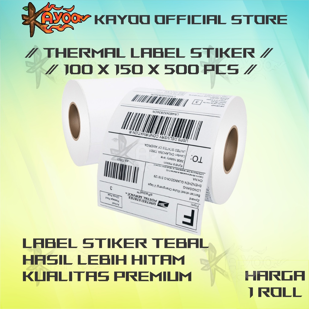 Jual KERTAS THERMAL STIKER LABEL RESI STICKER LABEL BARCODE ROLL UKURAN A6 100X150 MM ISI 500PCS ...