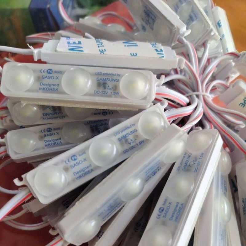Jual lampu LED modul 3 mata saso Samsung 12V 1.5W cahaya cool white putih harga 100pc | Shopee ...
