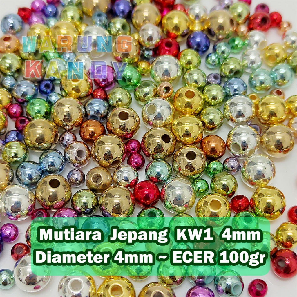 Jual Mutiara Jepang 4mm Mas / Perak / Warna ~ ECER 100gram Metalik ...
