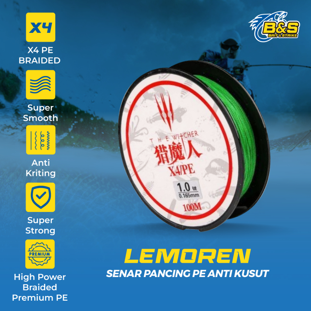 Jual Senar Pancing PE 0.8 panjang 100M Lemoren senar PE 4X Double Layer ...