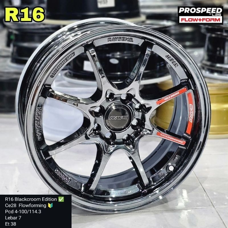 Jual velg rays ce28 ring 16 black chrome untuk brio agya calya jazz yaris mobilio freed avanza ...