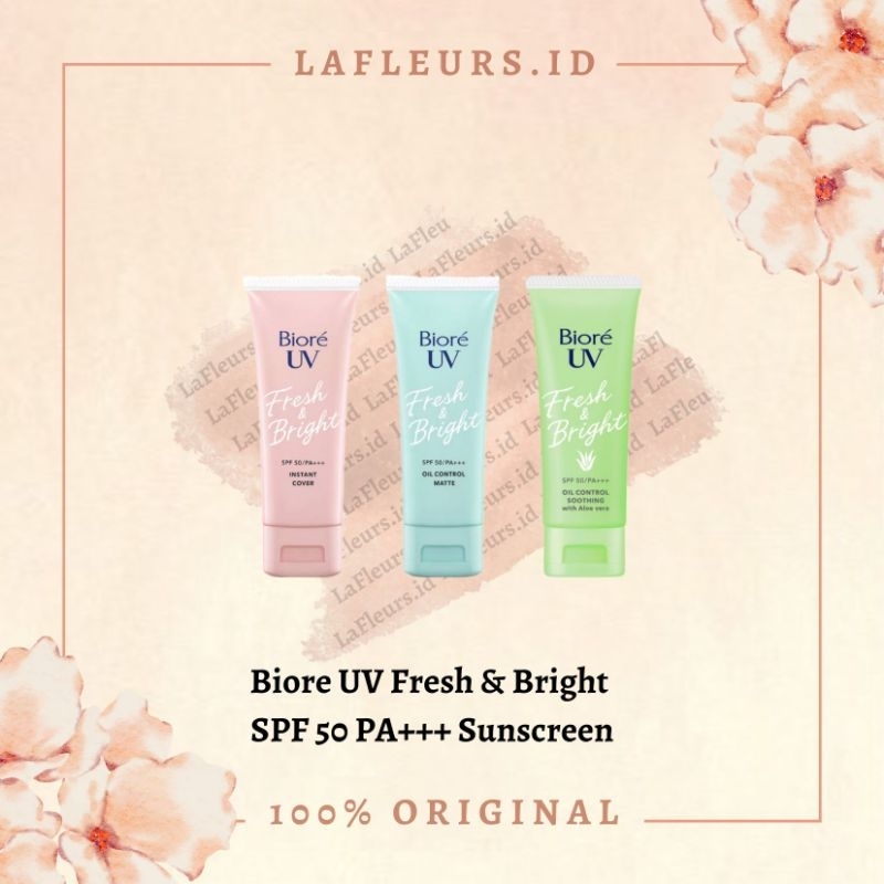 Jual Biore UV Fresh & Bright Oil Control Matte / Soothing / Instant Cover SPF 50/PA+++ 30g ...