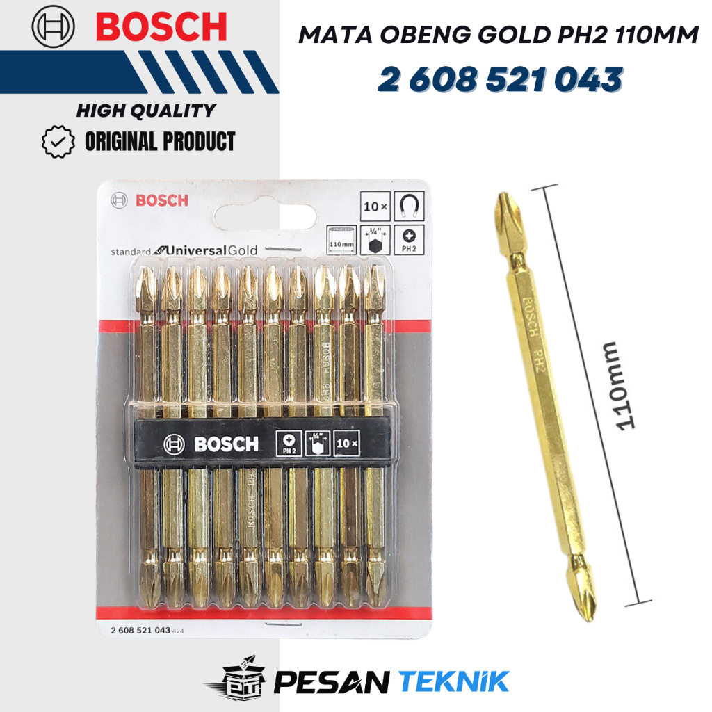 Jual Mata obeng screwdriver Double Ended PH2 110MM Gold BOSCH 2608521043 | Shopee Indonesia