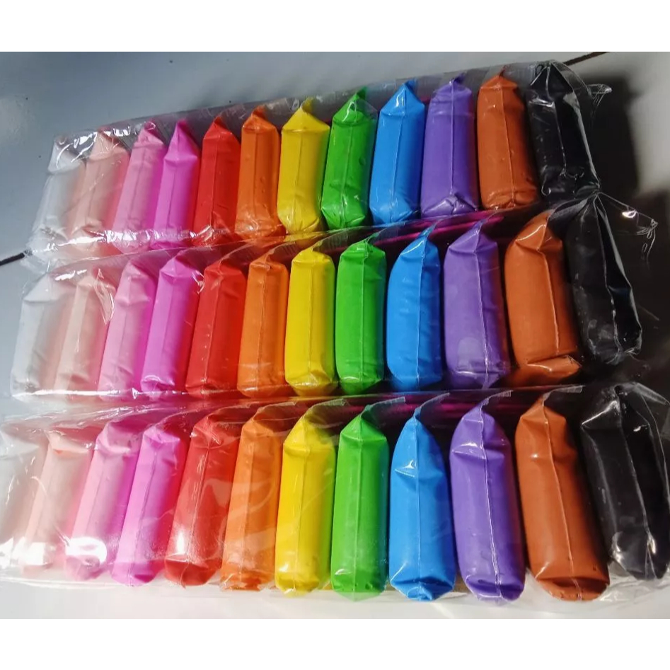 Jual 1 set Clay isi 12 warna polymer clay (slime gabus, play dough ...
