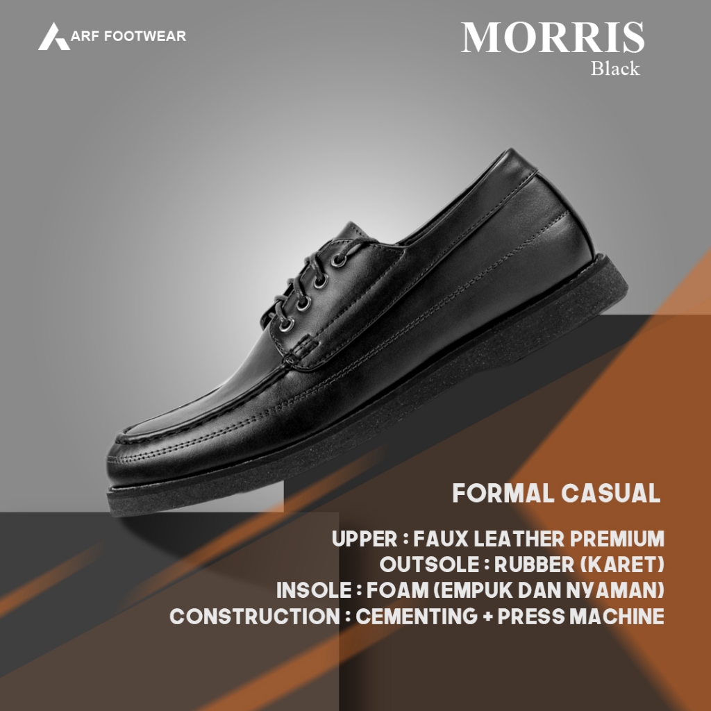Jual ARF Morris Black Sepatu Formal Kulit Pantofel Oxford Hitam Pria ...