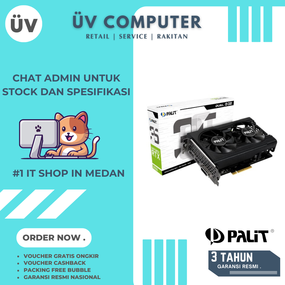Jual Palit VGA Card Nvidia Geforce RTX 3050 Dual 8GB V1 | DDR6 Dual 2 Fan Garansi 3 Tahun ...