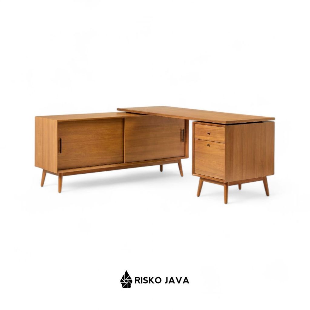 Jual Meja Belajar + Cabinet Kayu Jati / Meja Kerja Minimalis / Meja ...