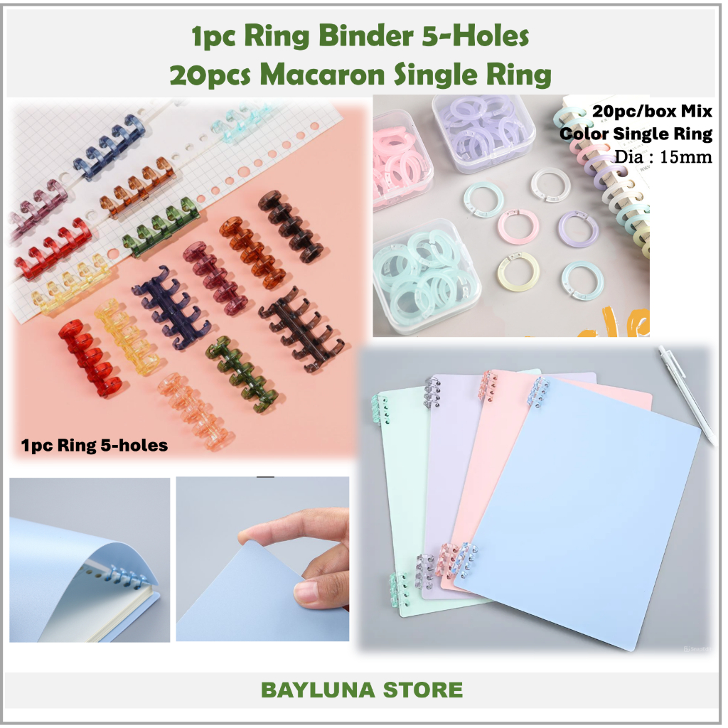 Jual Bayluna 1pc Ring Binder 5 Hole or 20pcs/box Mix Color Single Ring ...