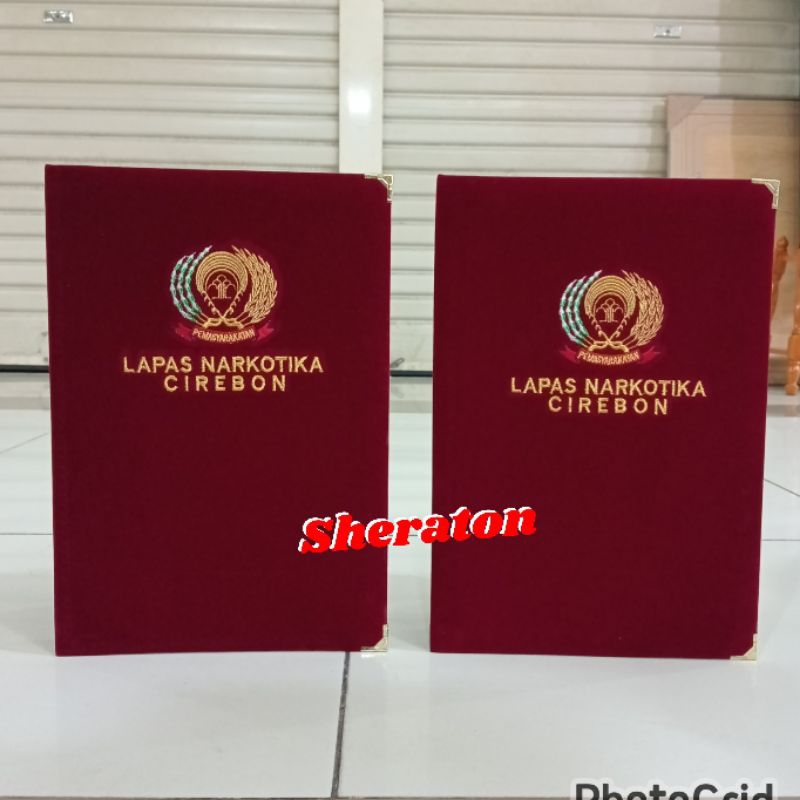 Jual map bludru upacara map kantor bordir benang emas custom logo UK ...