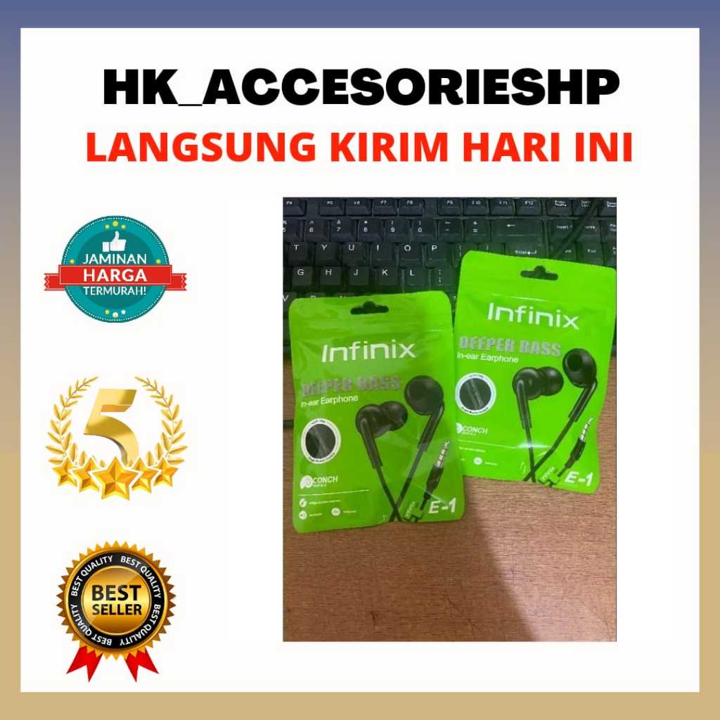 Jual Headset Earphone Infinix Deeper Bass E-1 In-Ear Earphone Single ...
