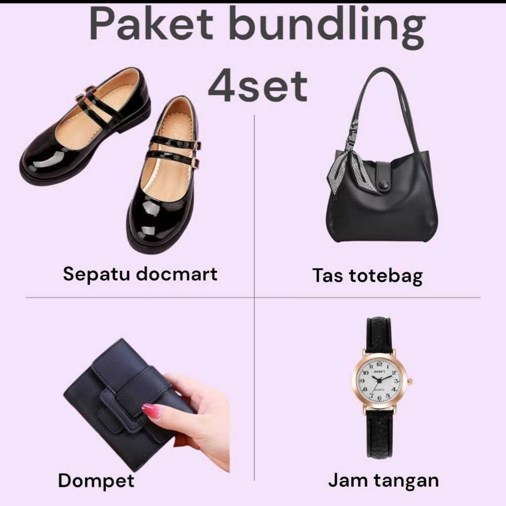 Jual Paket bundling 4set sepatu docmart Leika+dompet+jam+tas florida ...
