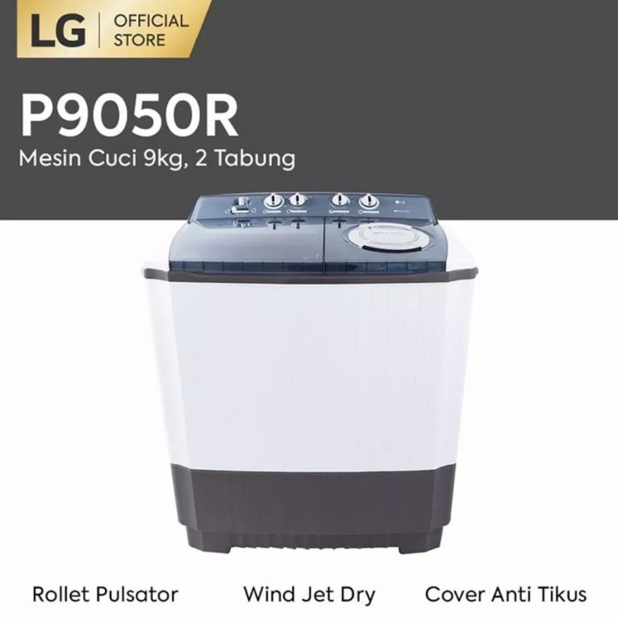 Jual LG Mesin Cuci 2 Tabung 9Kg P9050R Rollet Pulsator P9050 BERGARANSI ...