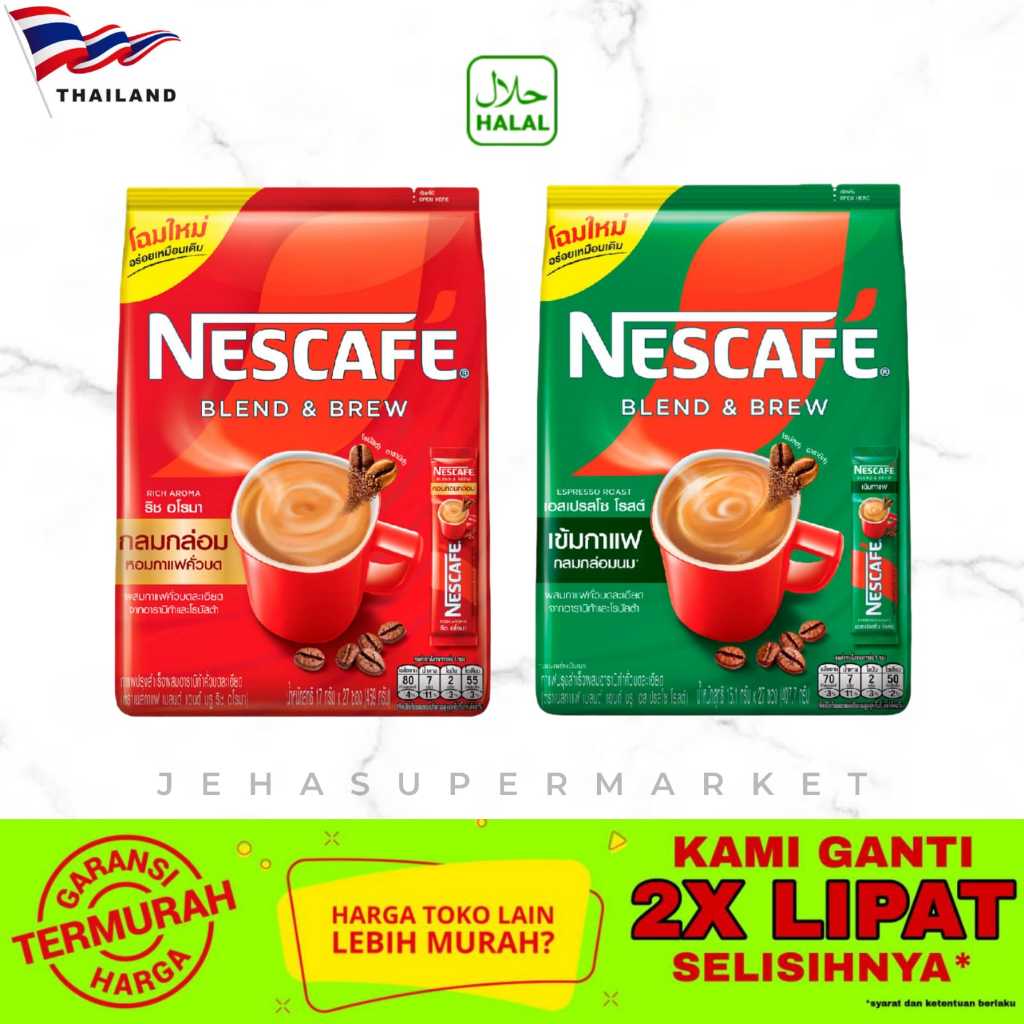 Jual ⭐ KOPI INSTANT THAILAND ⭐ Nescafe Coffee Blend & Brew HALAL 405gr ...
