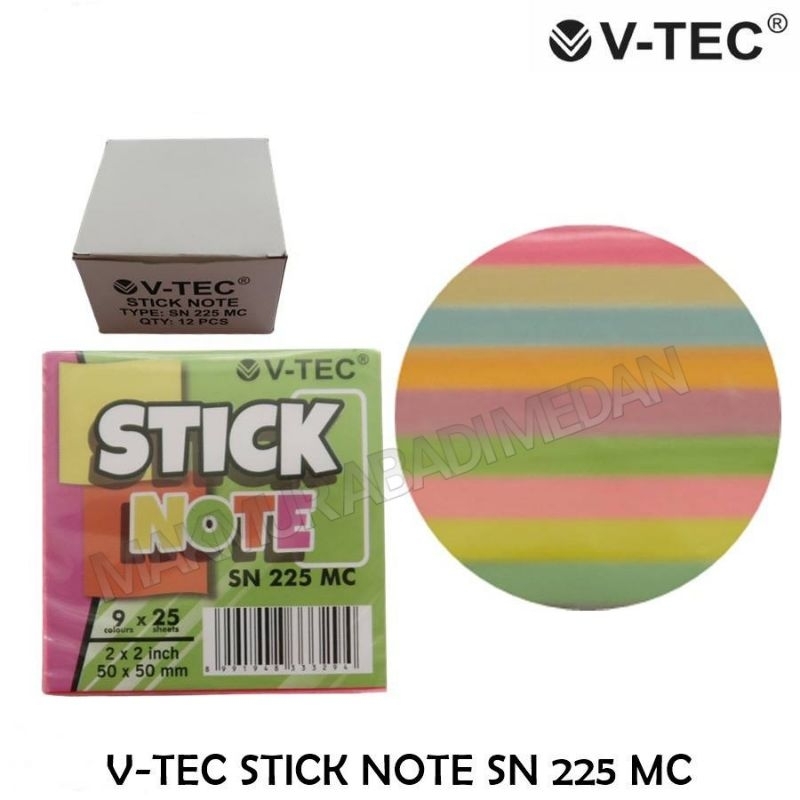 Jual (1Pcs) V-TEC Stick Note SN 225 MC 9 Warna 50x50mm 225 Lembar Memo ...