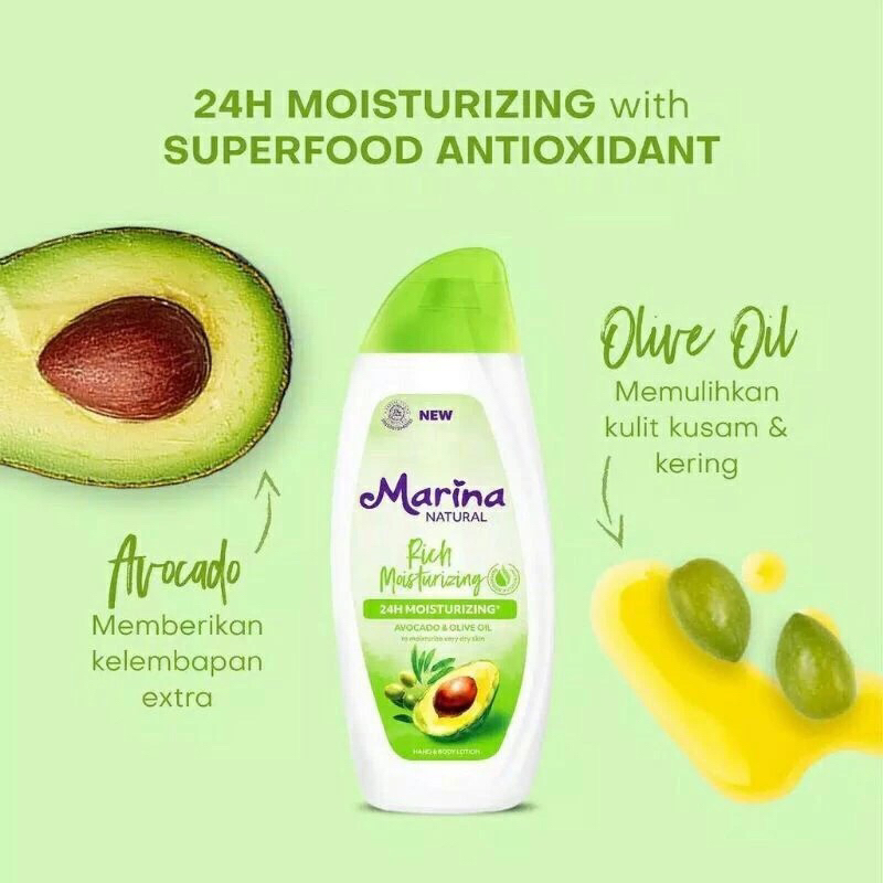 Jual BY.FAST-Marina Natural Hand & Body Lotion Rich Moisturizing Avocado 150ml | Shopee Indonesia