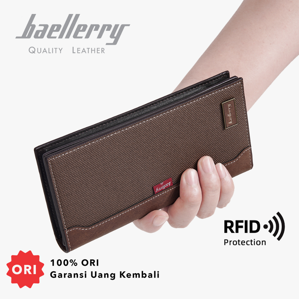 Jual BAELLERRY C3058 Dompet Pria Panjang RFID Protect Bahan Kulit PU ...