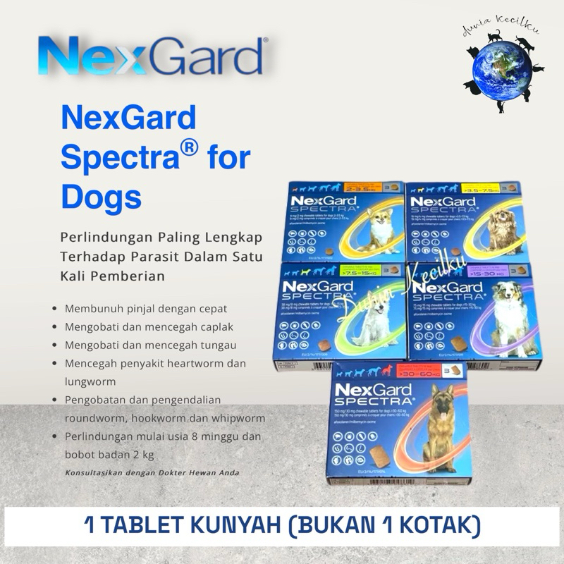 Jual Nexgard Spectra Original Obat Kutu dan Demodex Anjing (1 Tablet Kunyah) | Shopee Indonesia