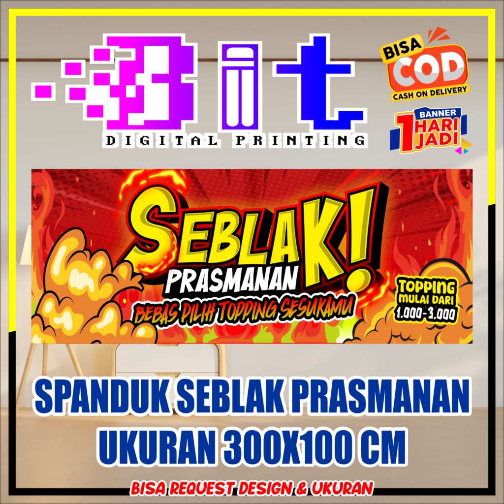 Jual SPANDUK/BANNER SEBLAK PRASMANAN ( BISA CUSTOM ) UKURAN 300X100 CM ...