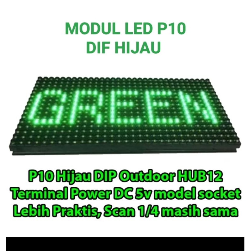 Jual Panel MODUL LED P10 HIJAU Full Audorr Secen 1/4 Ukuran 32X16CM ...
