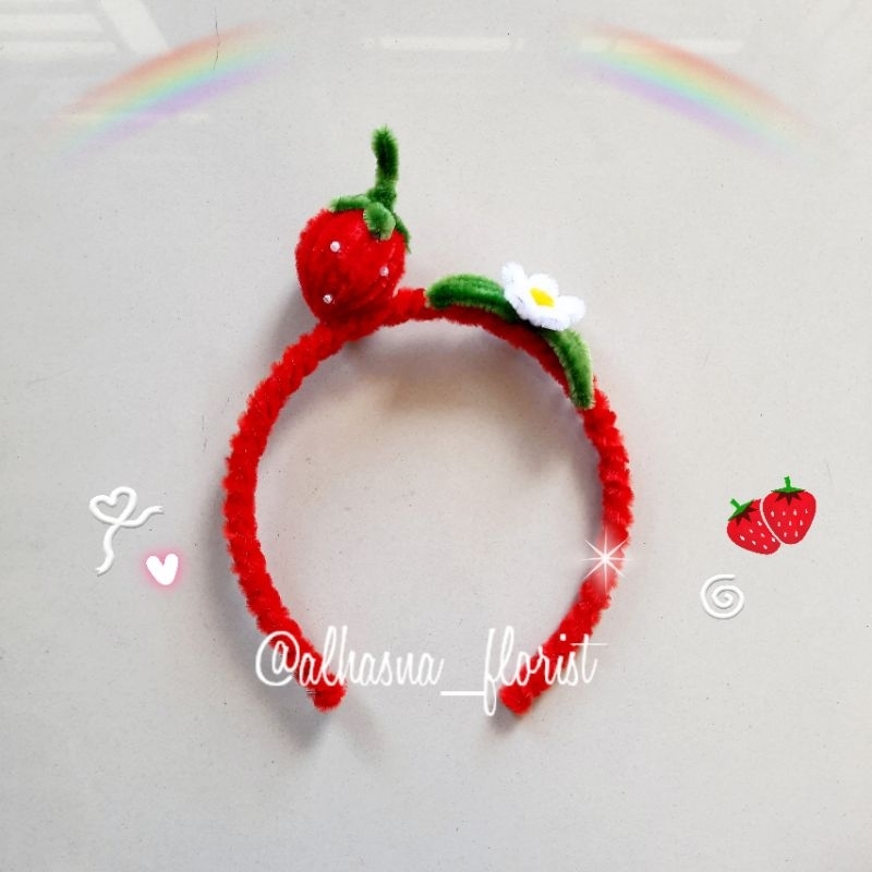 Jual Bando pipe cleaner Bunny strawberry boneka/ bando kawat bulu ...