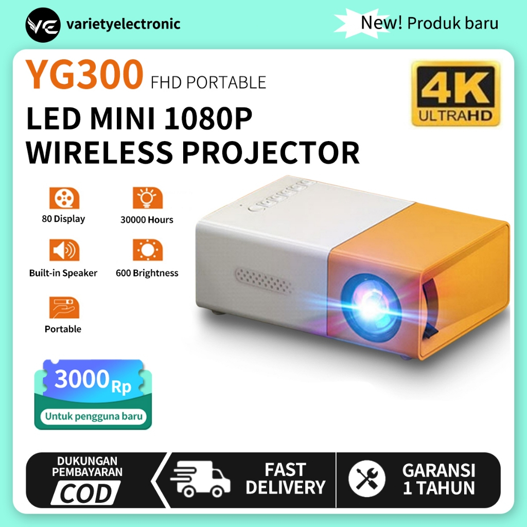 Jual HDMI Mini Proyektor LED YG300/YG 300 LCD Portable Projector Home ...