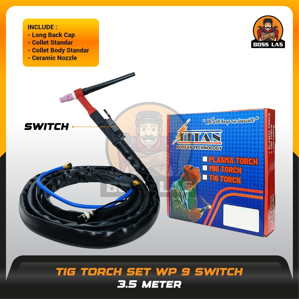 Jual TITAN Tig Torch Stang Las Argon WP 9 Pencet 3,5M / Tang Las 1 Set ...