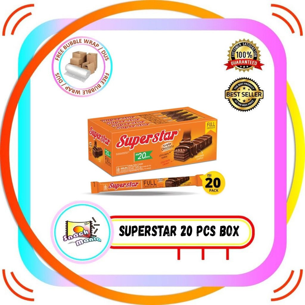 Jual Superstar Wafer Super Star Coklat Full Chocolate 16 gr x 20 Pcs ...