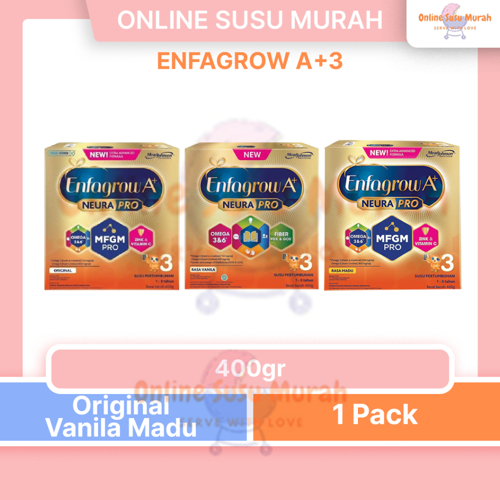 Jual ENFAGROW A+3 400GR ORIGINAL VANILA MADU TAHAP A 3 USIA 1-3 TAHUN ...