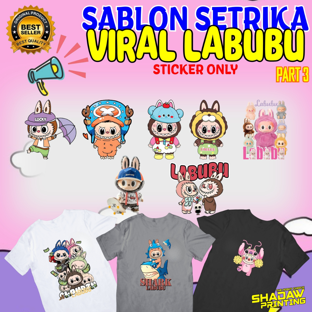 Jual sablon setrika VIRAL tema LABUBU PART 3 (sticker only) | Shopee ...