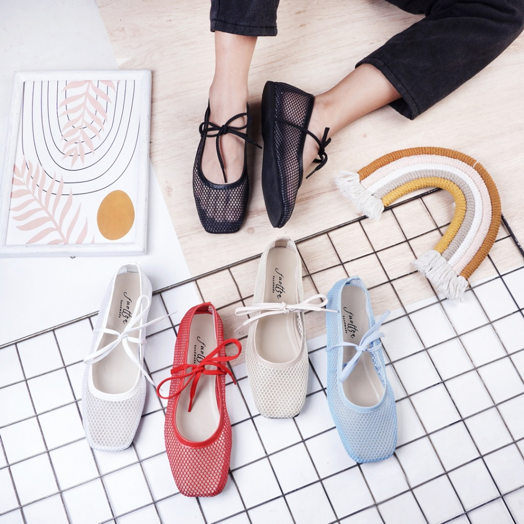 Jual Fuotten Sepatu Wanita Slip On Flatshoes Mesh Jaring Fishnet ...