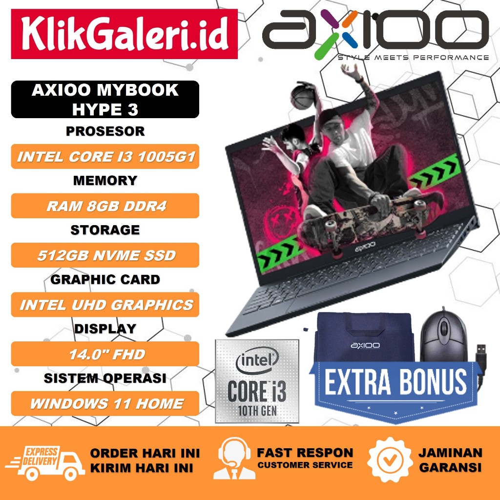 Jual AXIOO MYBOOK HYPE 3 INTEL CORE i3 14 FHD WIN11 GREY BLUE | Shopee Indonesia