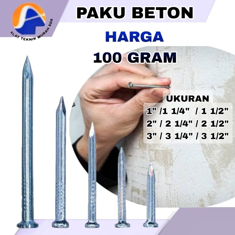 Jual Paku Beton / Paku Tembok / Paku / Paku Beton Ukuran 1" 1,5" 2" 2,5" 3" 4" Inch 1kotak ...
