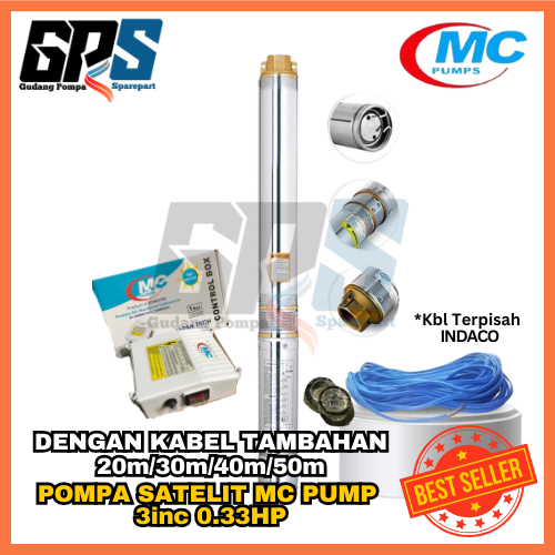 Jual [POMPA SATELIT] NASIONAL MC PUMP 3" 0.33HP DENGAN KABEL BIRU TAMBAHAN 20m/30m/40m/50m/100m ...