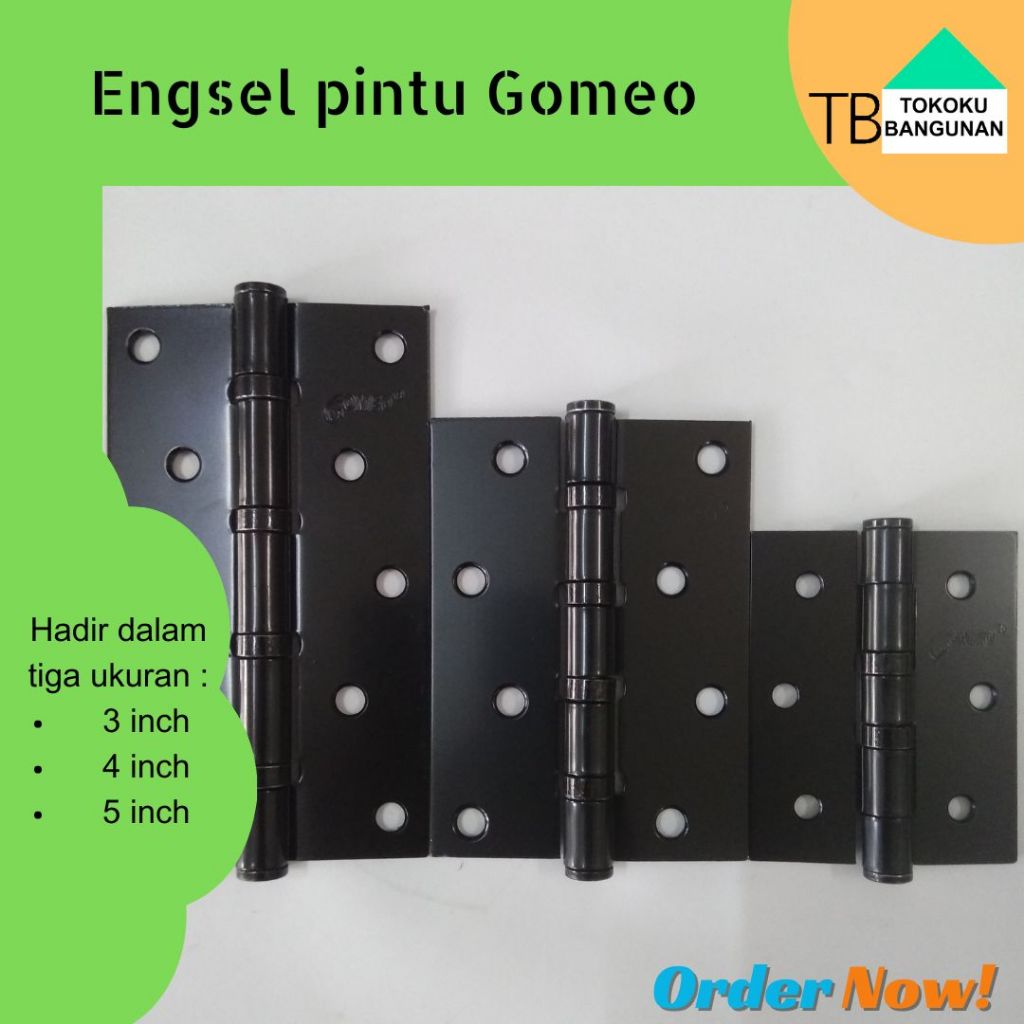 Jual Gomeo Engsel Pintu Jendela Plat Bearing Hitam Black Tebal Door ...