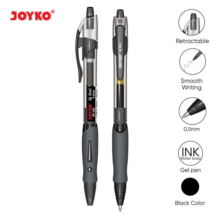 Jual pulpen/Pena Joyko GP-265 HITAM Gel 1 pack (isi 12) | Shopee Indonesia