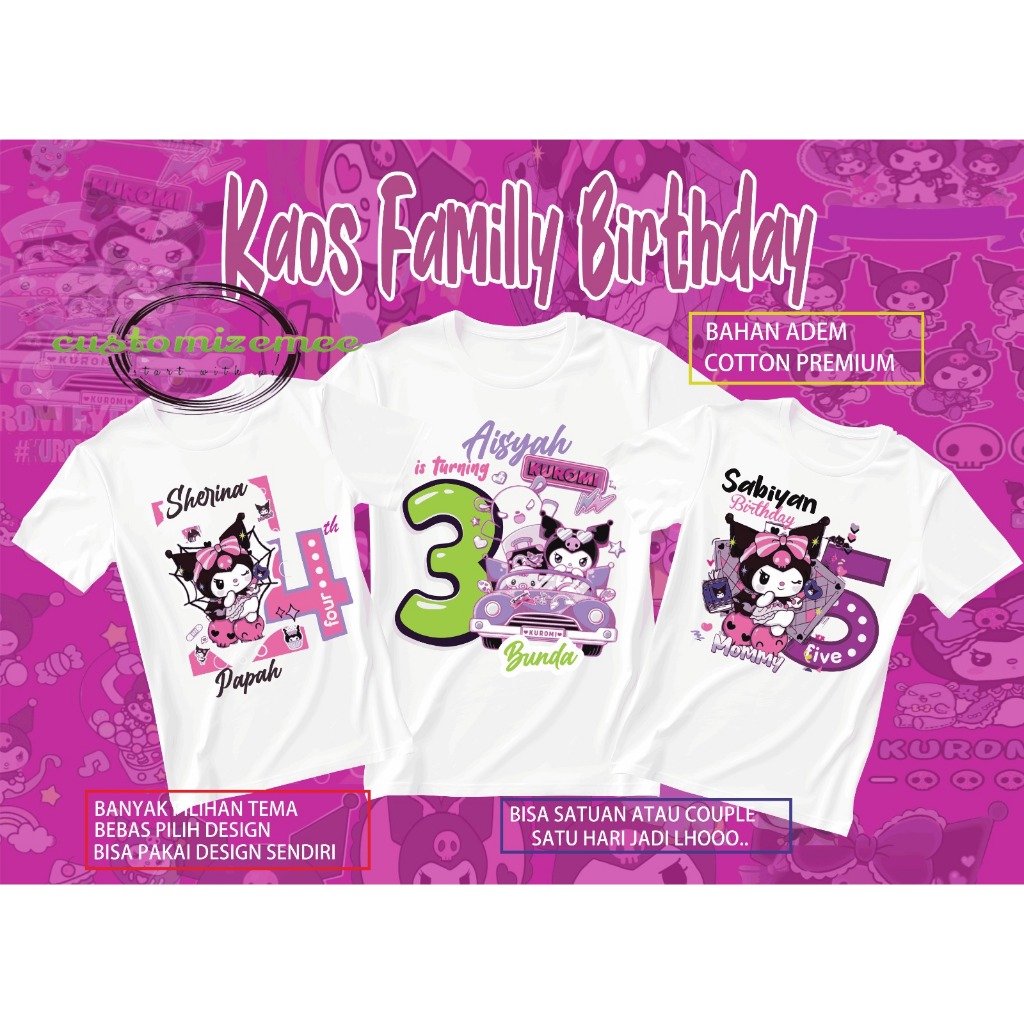 Jual KUROMI KAOS COUPLE FAMILY BIRTHDAY /KAOS ULANG TAHUN/KAOS CUSTOM ... Jual KUROMI KAOS COUPLE FAMILY BIRTHDAY /KAOS ULANG TAHUN/KAOS CUSTOM ...