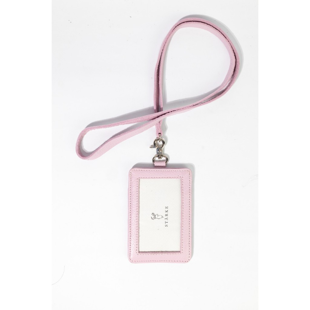 Jual ID Card Lanyard Name Tag Kulit Asli STARKE Hustle Hog Pink Tekstur ...