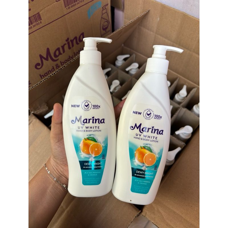 Jual Marina UV White Dewy Bright Hand Body Lotion 350ml/ Hand body ...