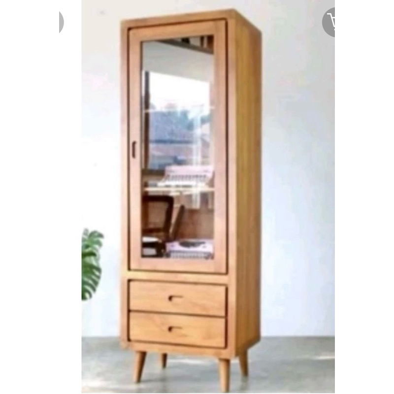 Jual Single Almari Kaca minimalis Modern retro | Shopee Indonesia